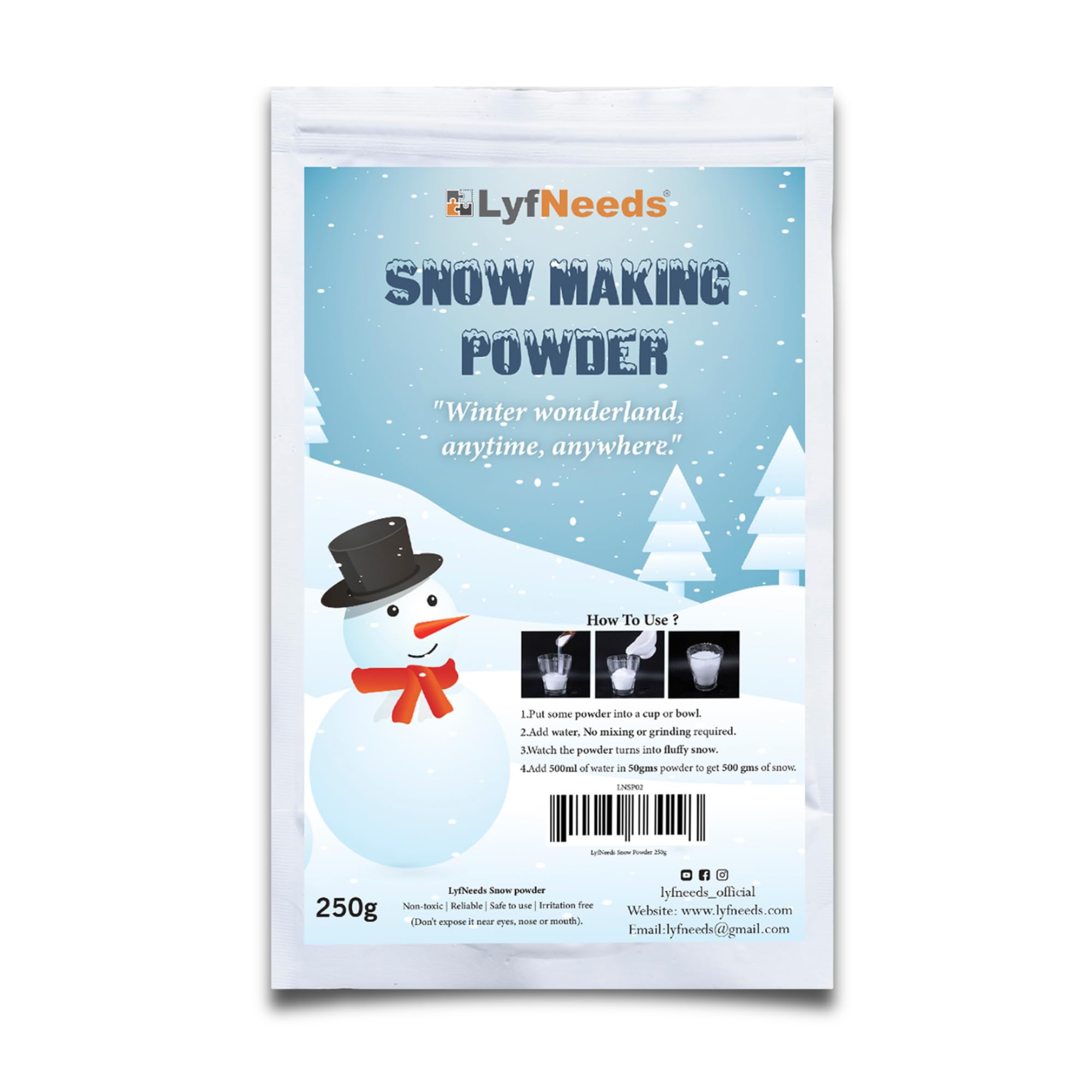Buy LyfNeeds Artificial Instant Snow Making Powder (250g) - Perfect for ...