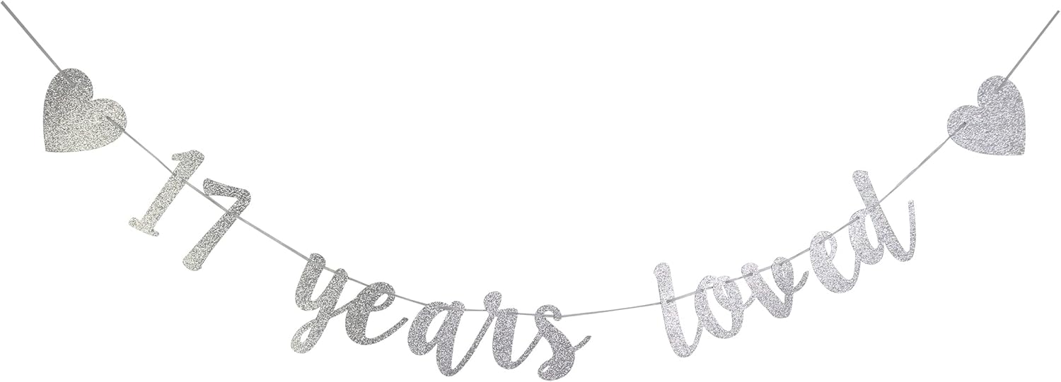 Amazon.com: StarsGarden 17 Years Loved Banner Cheers to 17 Years It's ...