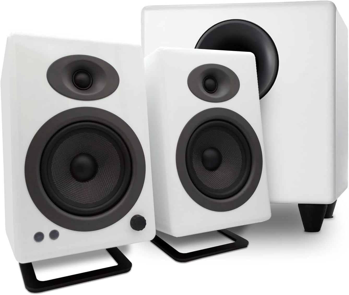 Amazon.com: Audioengine A5 White Wireless Bookshelf Speakers with White ...