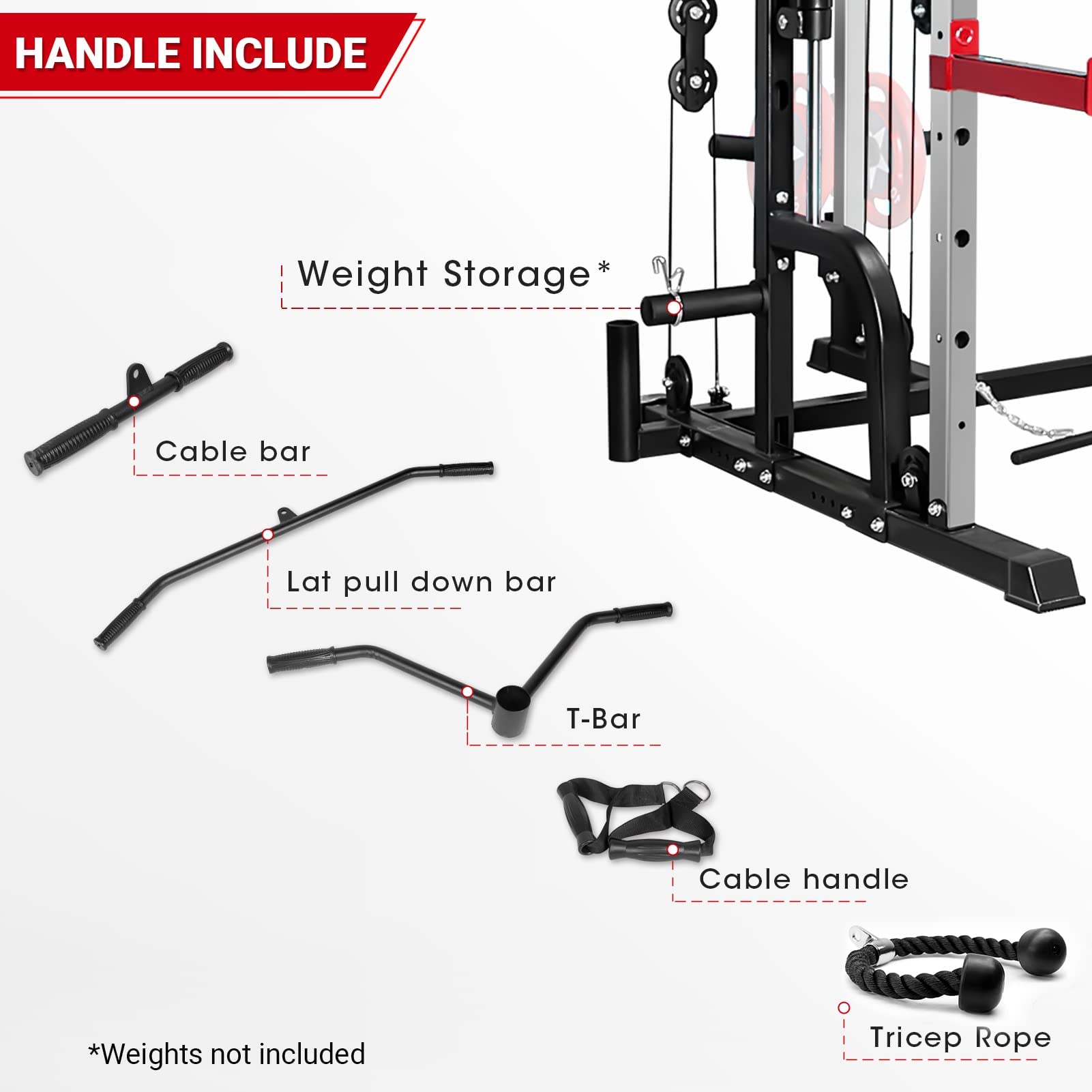 Buy Mikolo Smith Machine with Cable Crossover, 1600 lbs Power Rack Cage ...