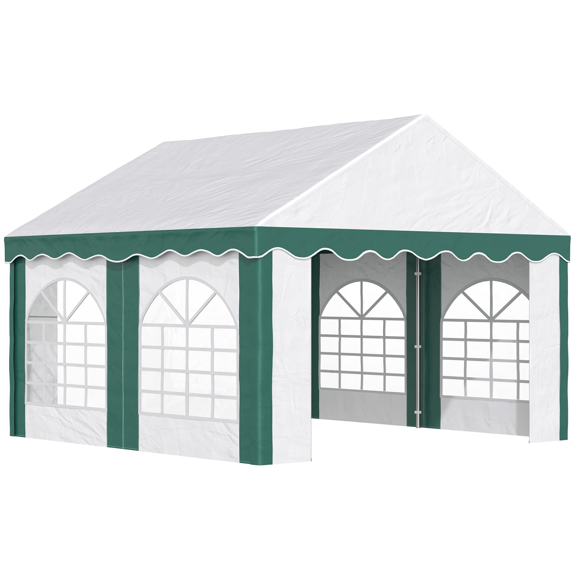 Outsunny 4 x 4m Garden Gazebo with Sides, Galvanised Marquee Party Tent ...