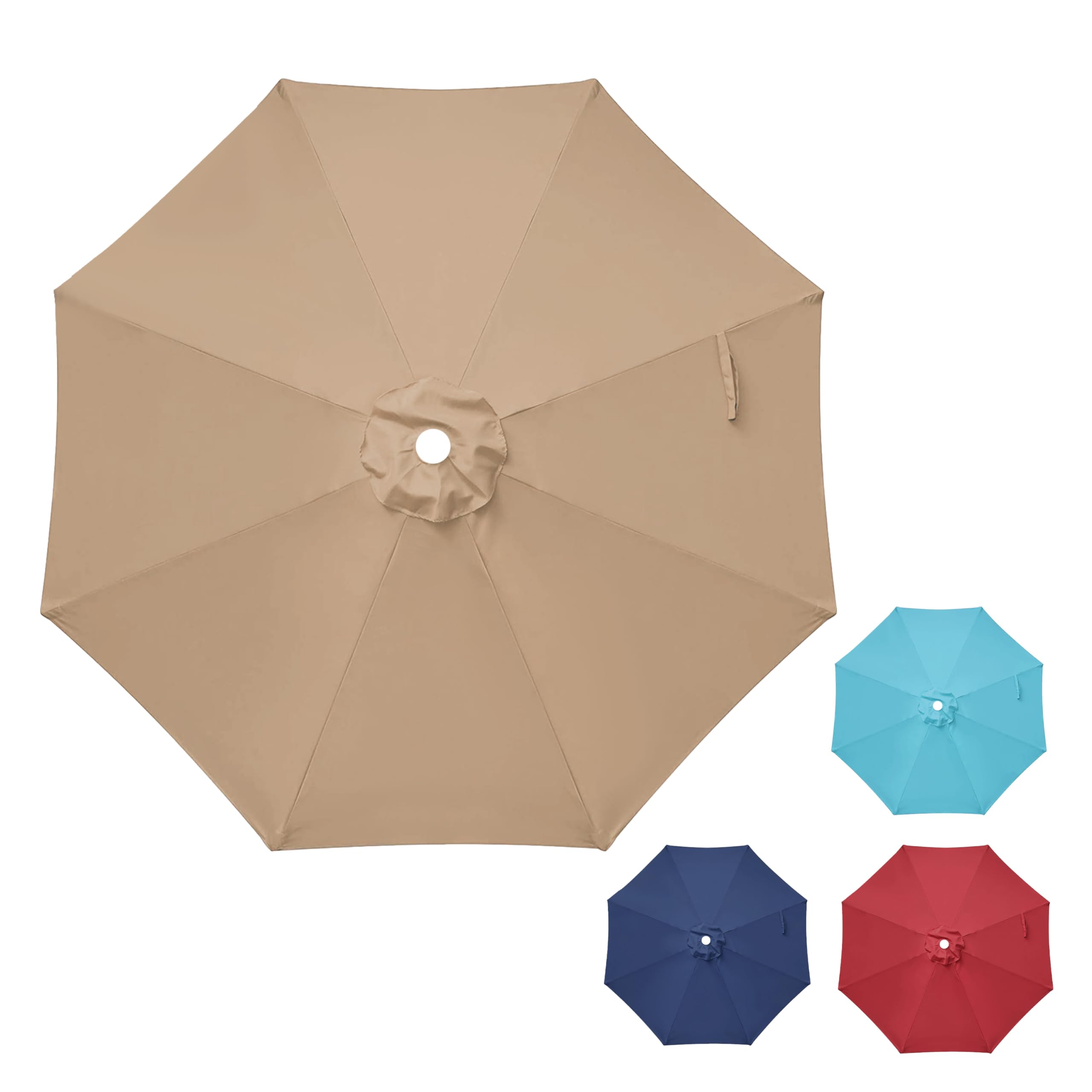 HealSmart 9' Patio Umbrella Replacement Canopy Cover with 8 Ribs ...