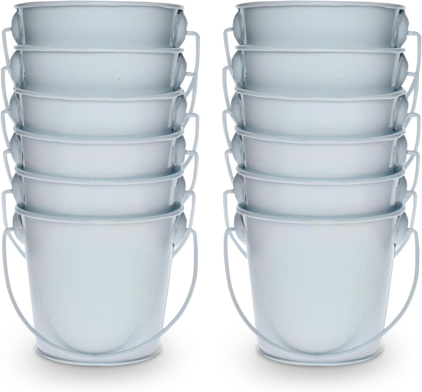 Amazon.com: TAKMA 3.1Inch Galvanized Mini Tin Buckets – 12Pcs White ...