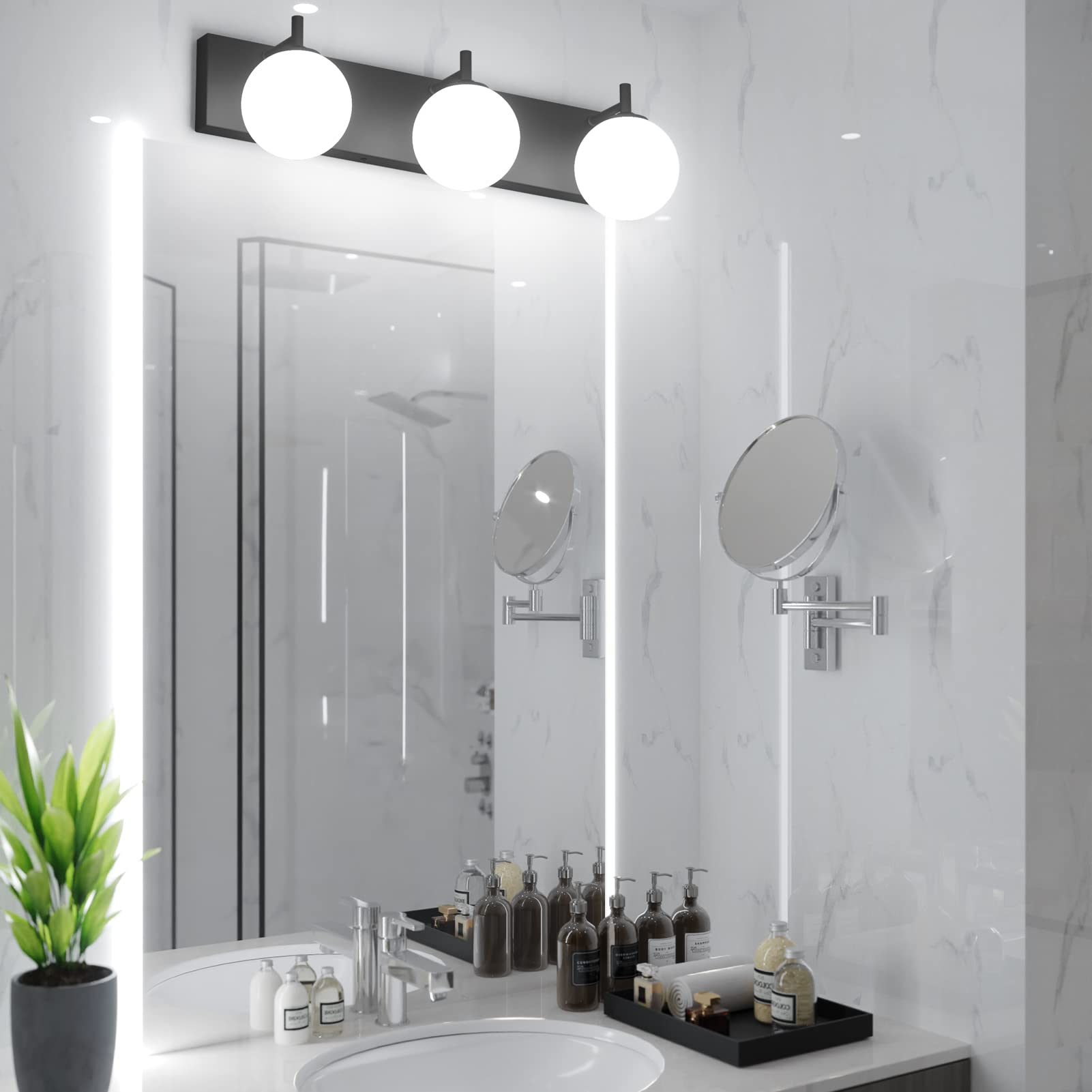 Snapklik.com : Aipsun Matte Black Bathroom Vanity Light 3 Lights Modern ...