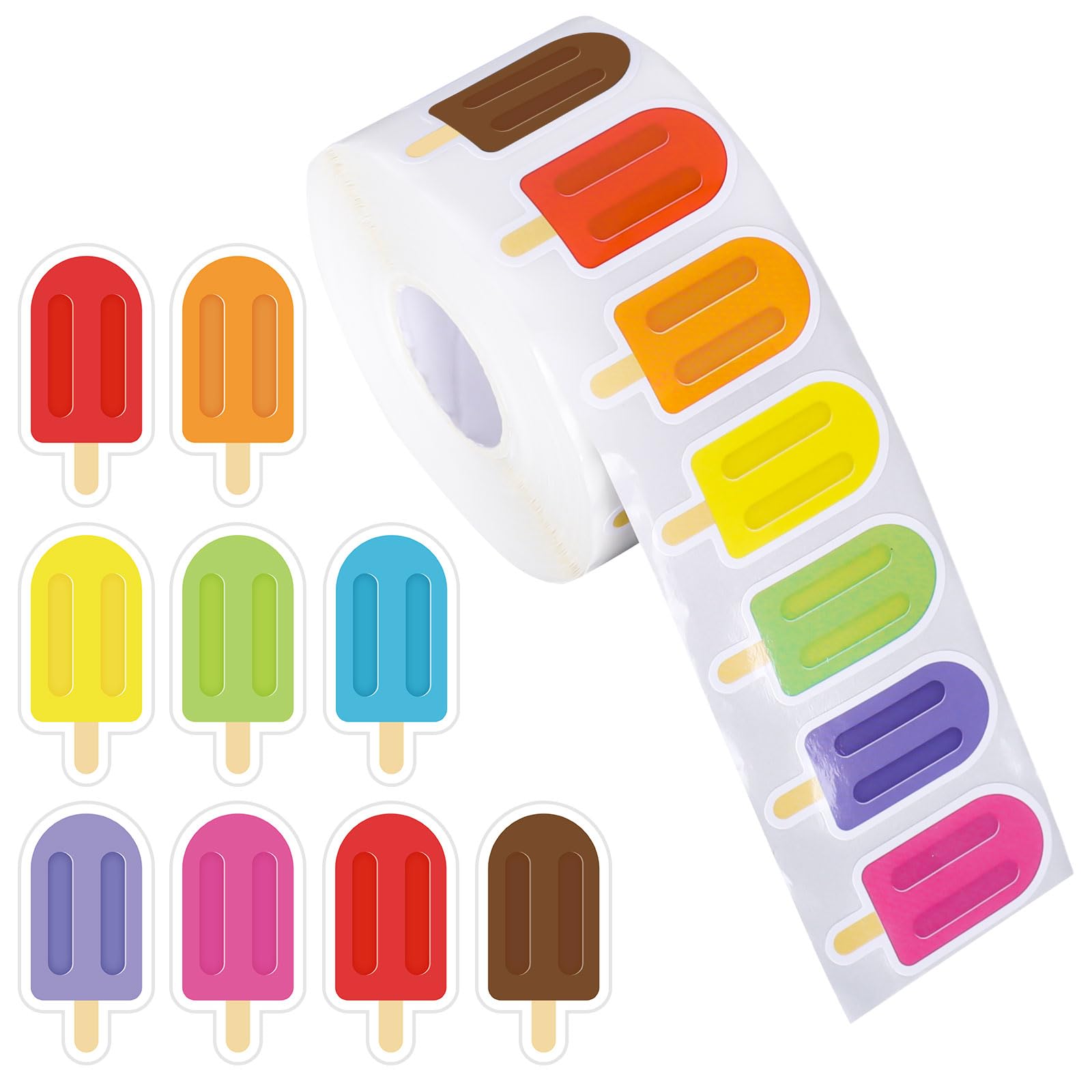 Amazon.com: AnyDesign 1000Pcs Summer Popsicle Stickers Roll Colorful ...