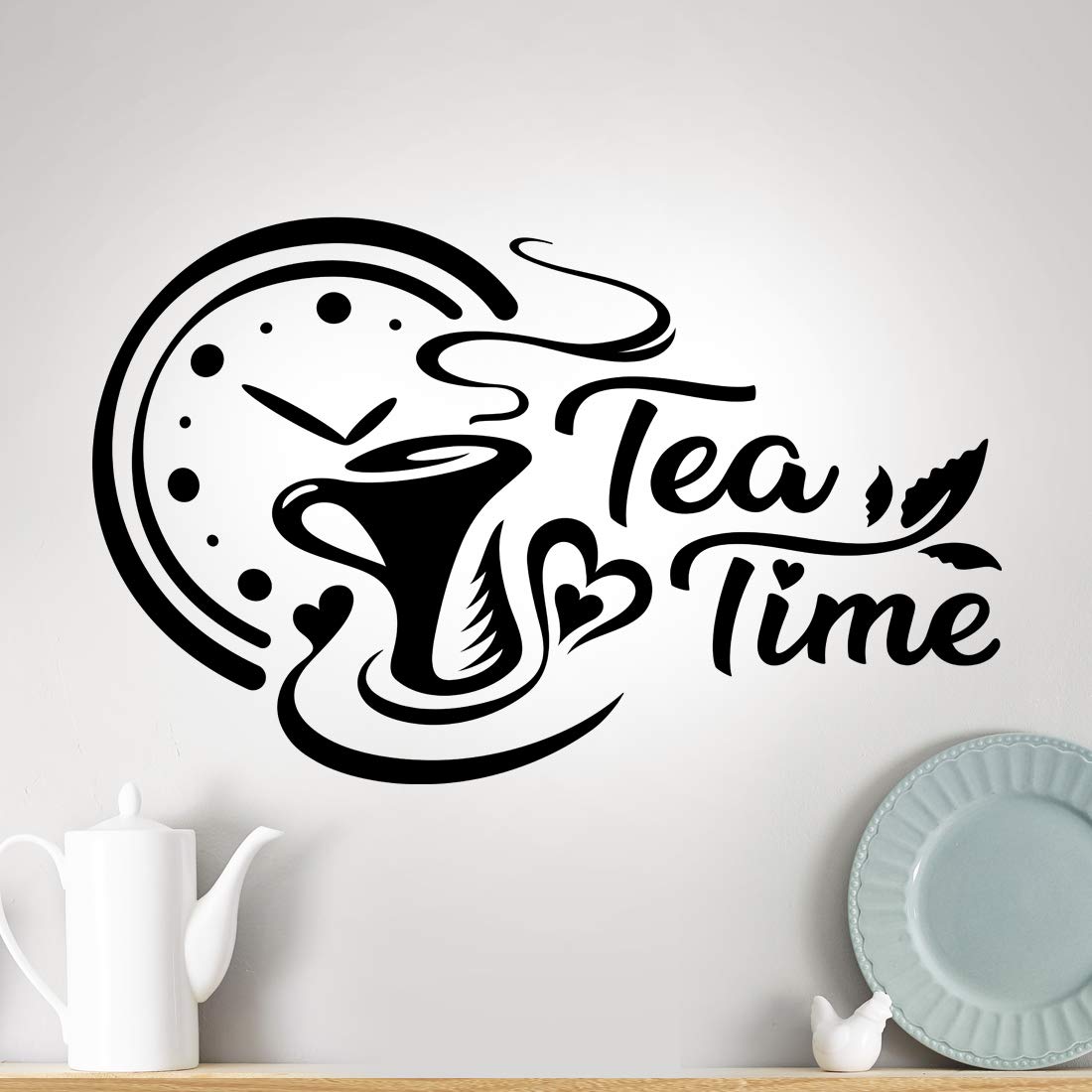 Tea Time Wall Sticker Quote Decal Alice Wonderland Kitchen Stickers ...