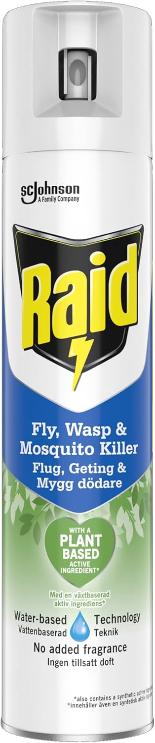 Raid Plant Based Wasp & Mosquito Killer, Aerosol Fly Killer Spray For Indoor Use, Made with ...