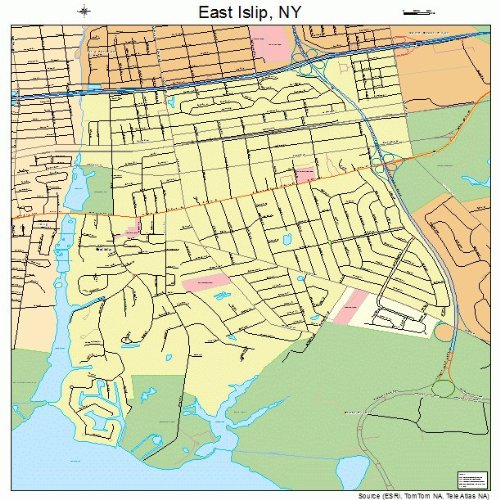 Amazon.com: Large Street & Road Map of East Islip, New York NY ...