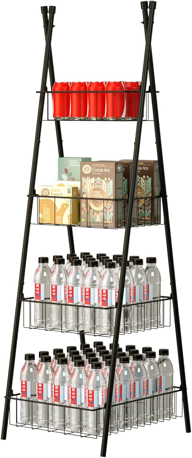 Amazon.com: ETELI Water Bottle Organizer 4 Tier Metal Drink Beverage ...