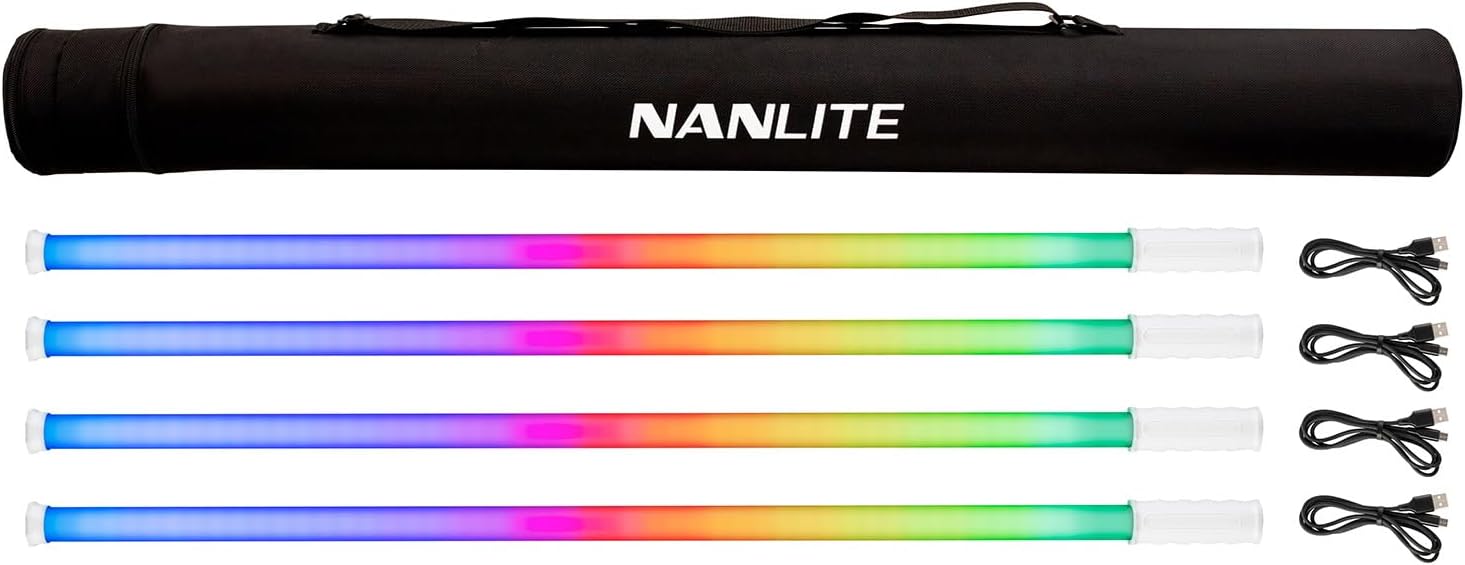 Nanlite PavoTube T8-7X RGB LED Pixel Tube Light (3', 4-Light Kit) - 2 ...