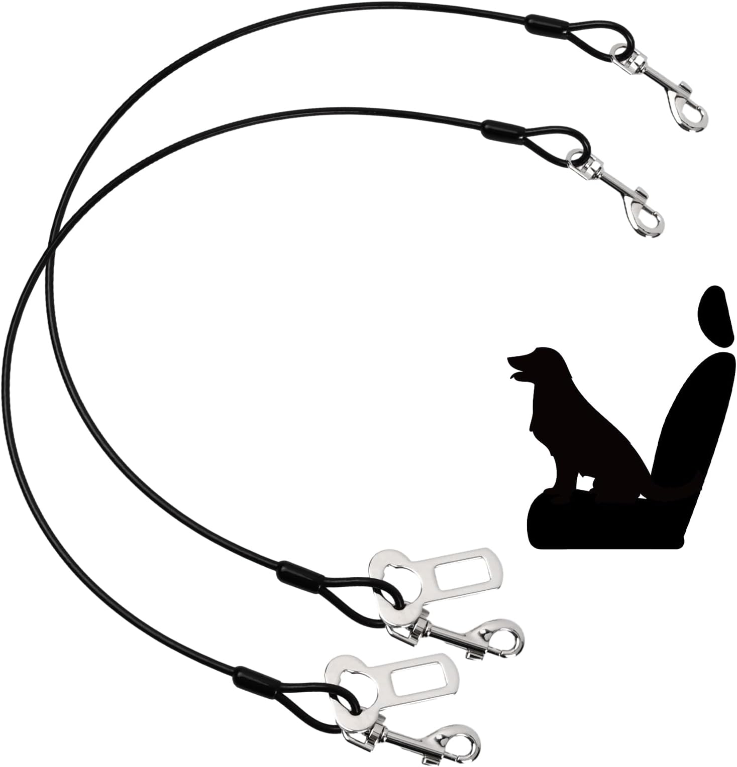 Bezavea 2 Pack Dog Chain Lead Cable Leash, Chew Proof Steel Rope Cable ...