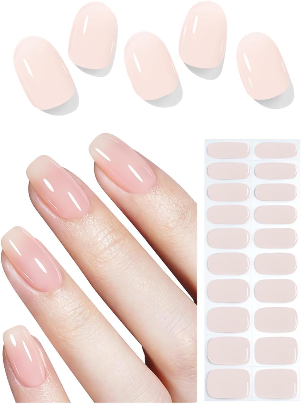 Amazon.com: Modelones Semi Cured Gel Nail Strips, 32 Pcs Transparent ...