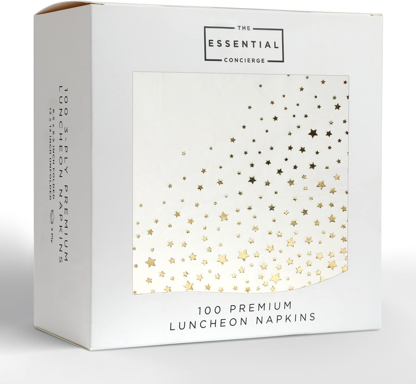 Amazon.com: Stylish Gold Star Napkins, 100 White and Gold Dinner ...