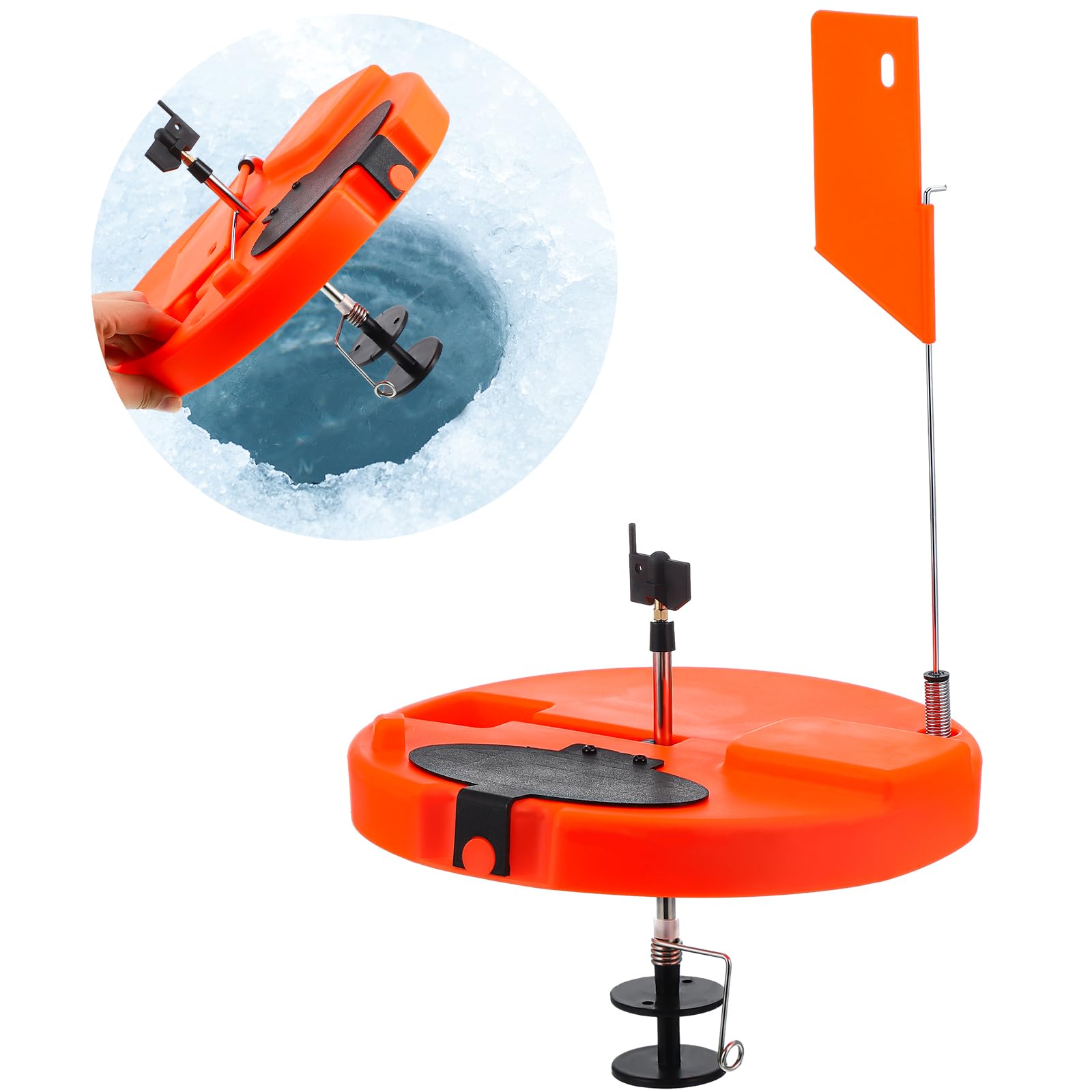 Ice Fishing Tip Ups, 10.63" Thermal Tip up with Orange Pole Flags ...