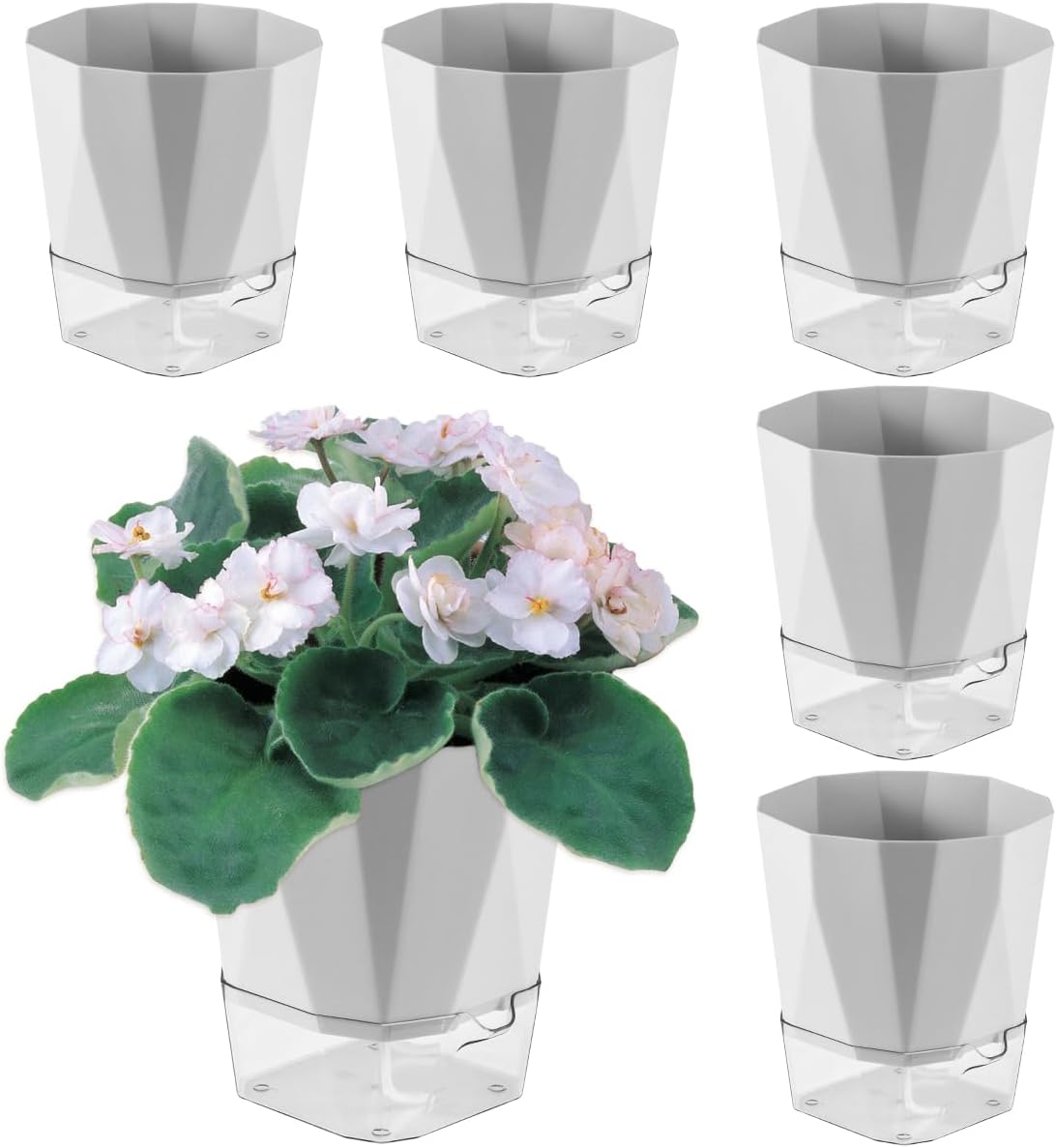 6 Pack Self Watering Plant Pots 5 Inches Self Watering Planters for ...