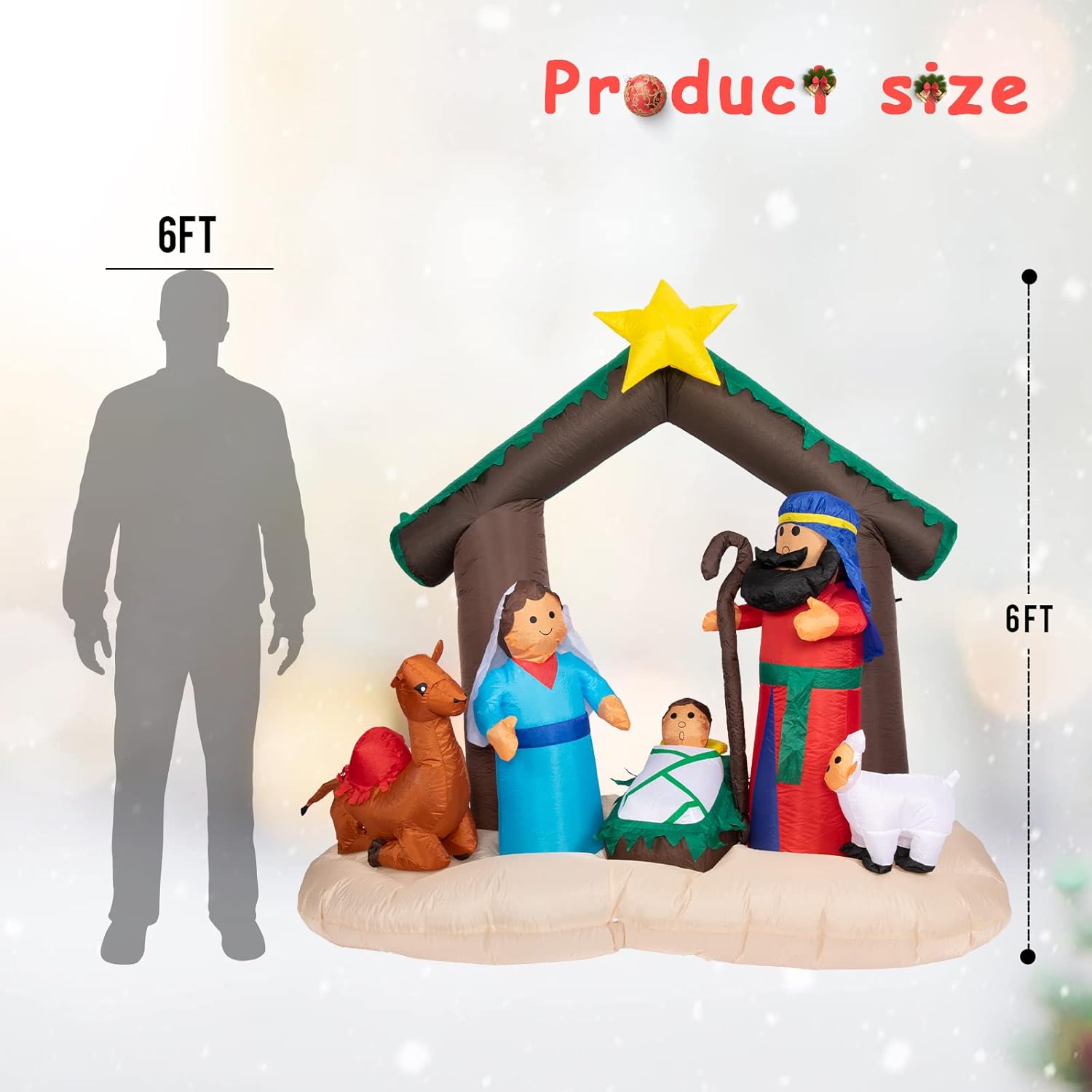 Buy 6 FT Christmas Inflatables Nativity Scene Decorations Outdoor Blow ...