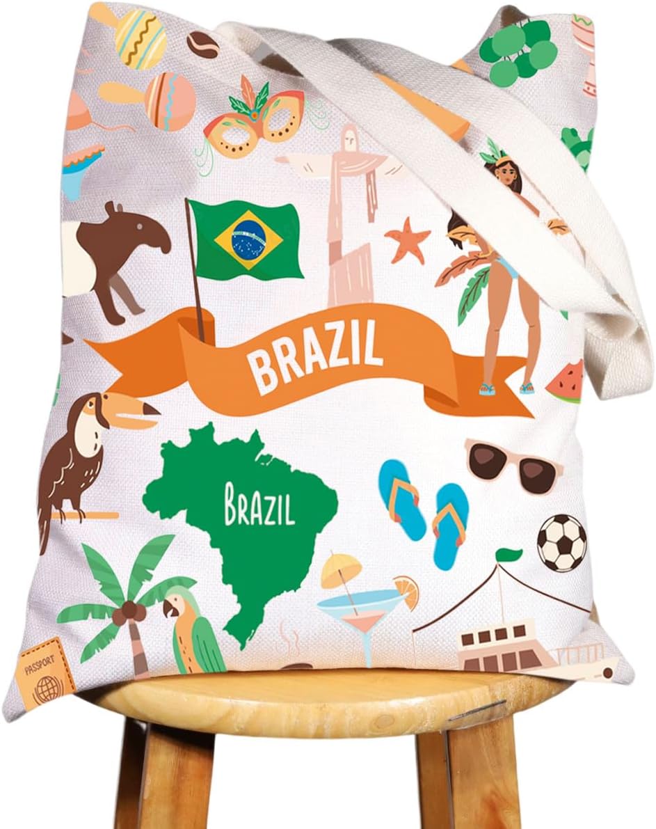 Amazon.com: WZMPA Brazil Travel Tote Bag Brazil Souvenir Gift Brazilian ...