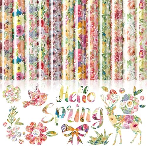 Amazon.com: Whaline 12 Sheet Boho Heat Transfer Vinyl Retro Floral ...