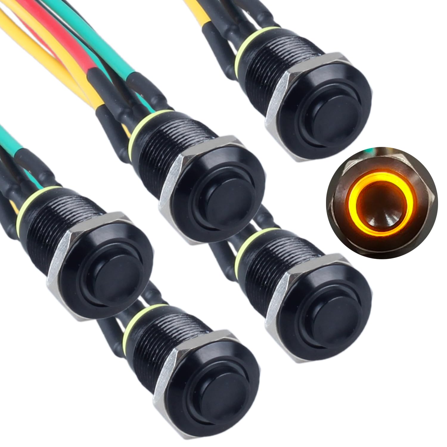 Snapklik.com : DMWD 5pcs 12mm Metal Momentary Push Button Switch 12V ...