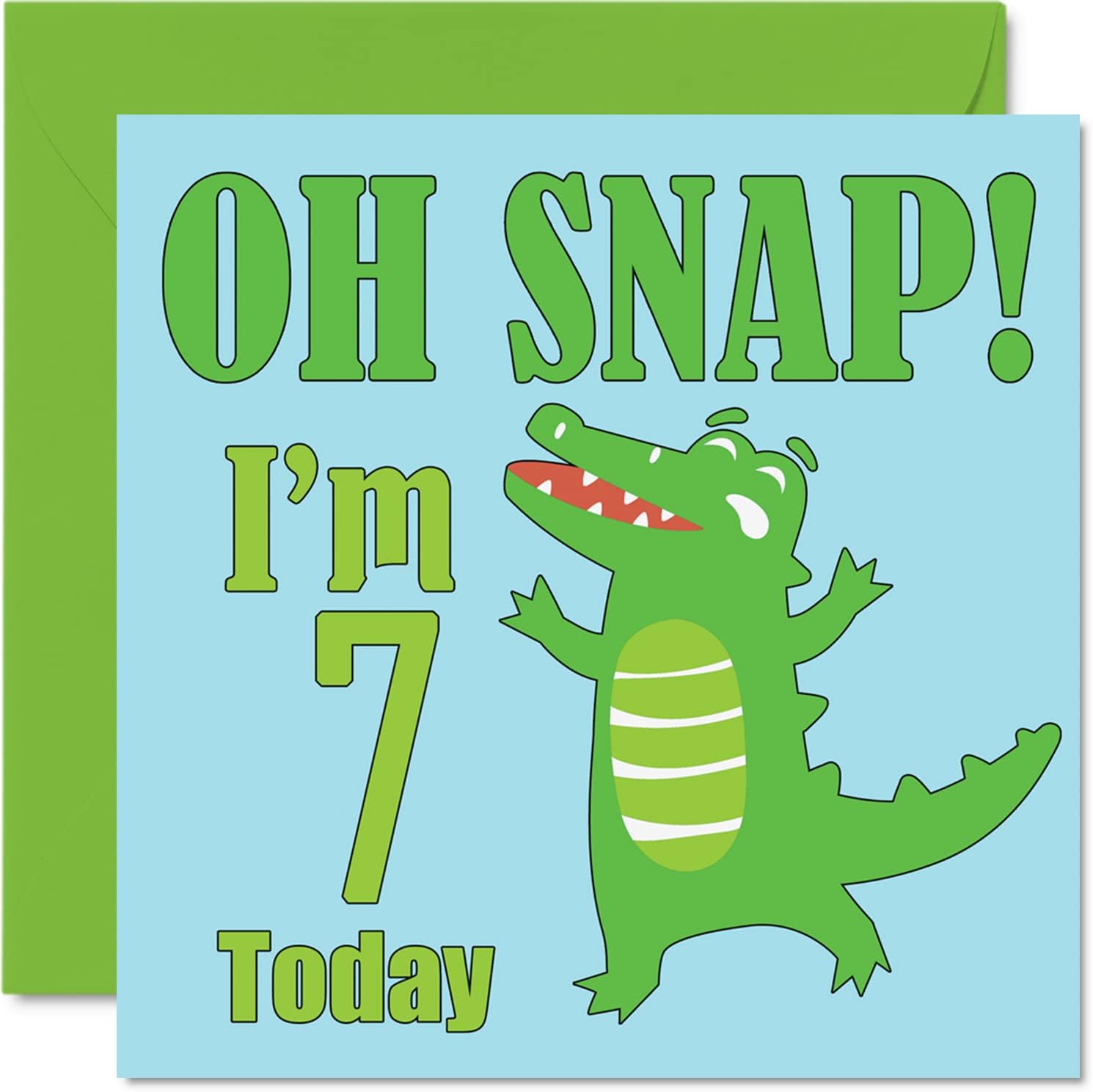 Amazon.com : 7th Birthday Card Boy - Oh Snap! Crocodile - Happy ...
