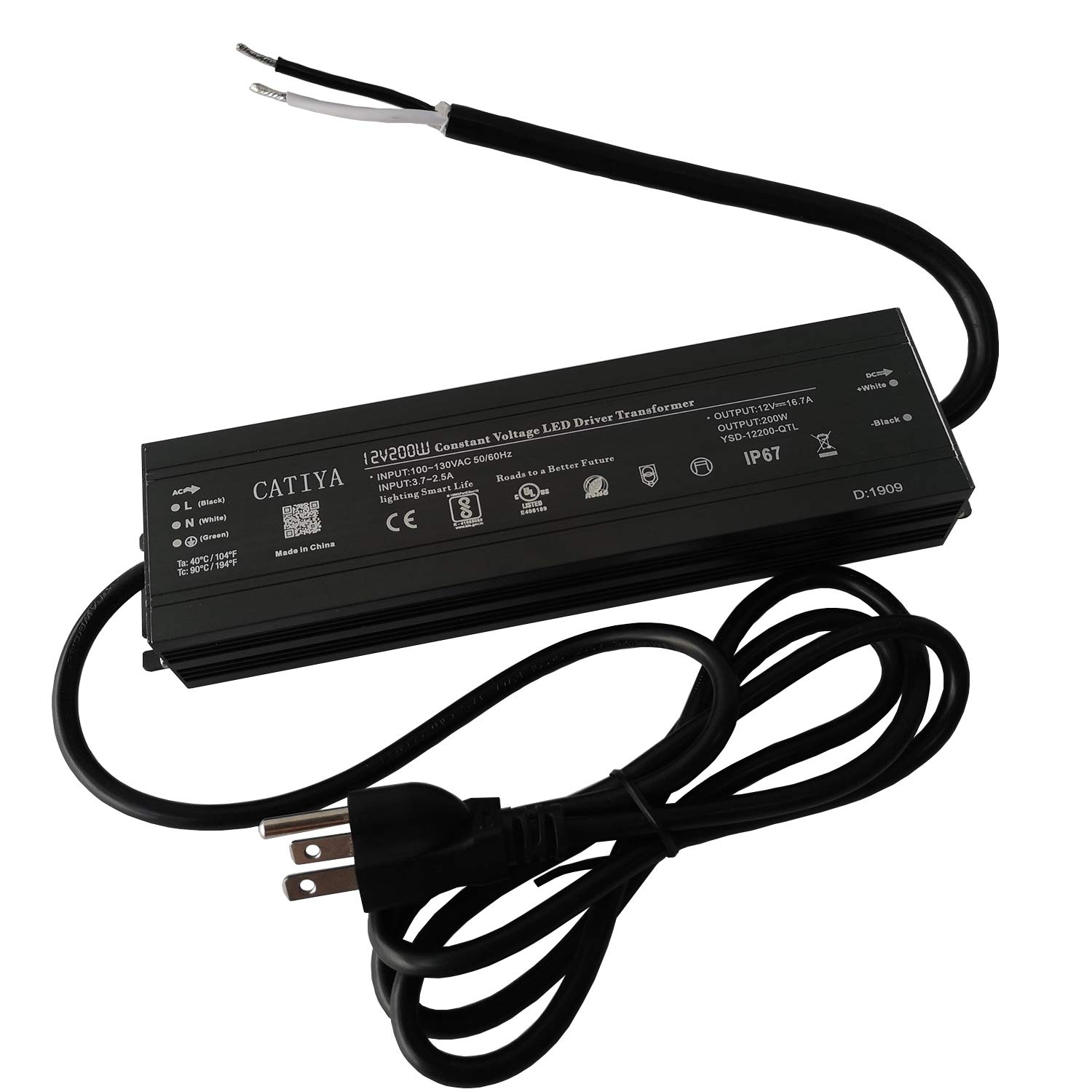 CATIYA 12V 200W LED Driver Transformer, IP67 Waterproof Constant ...
