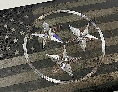 Amazon.com: Laser US Flag & Diamond Etched TN Tennessee State Car Tag ...