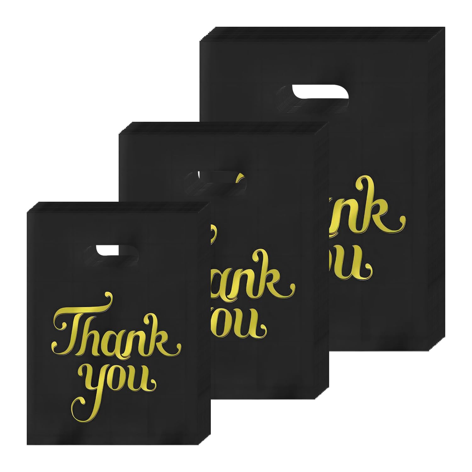 Amazon.com: 300 Pcs Thank You Merchandise Bag, Black Retail Merchandise ...