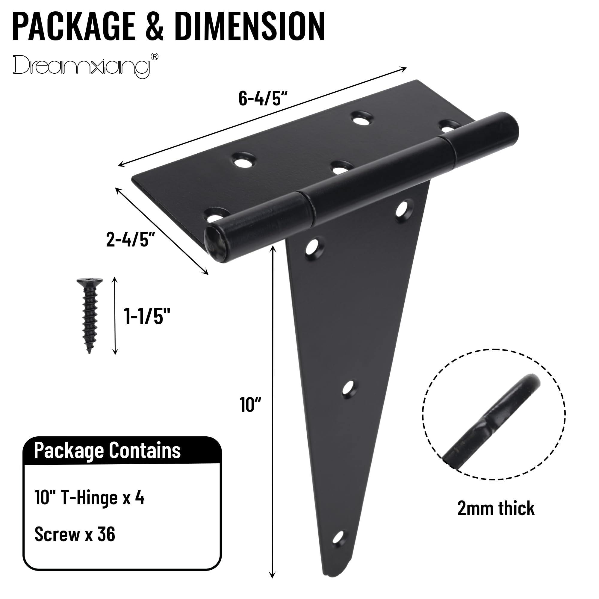 Snapklik.com : 10 Inch T-Strap Gate Hinges, Heavy Duty Shed Barn Door ...
