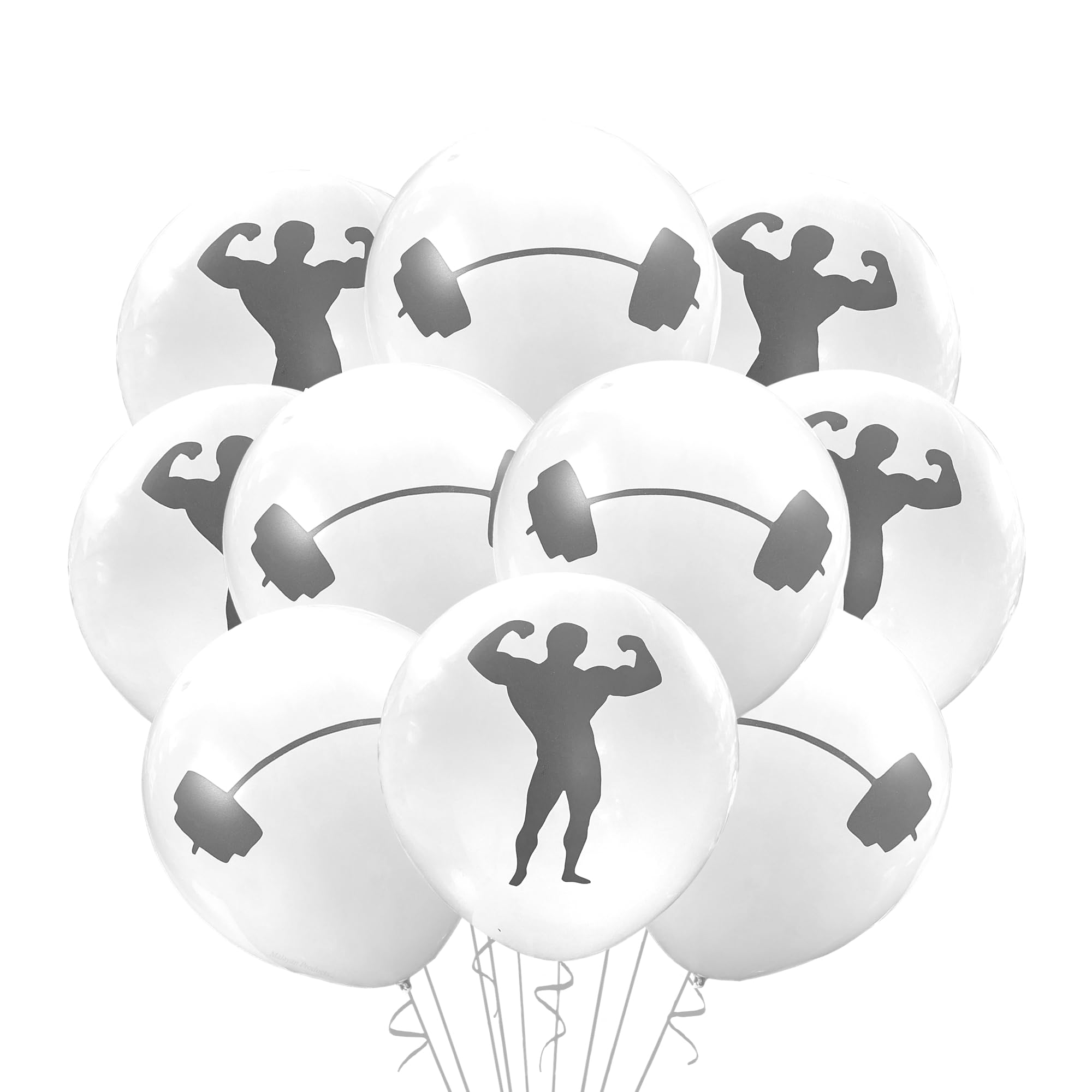 Amazon.com: 12 Count Gym Balloons Latex, Muscle Flex Dumbell Birthday ...