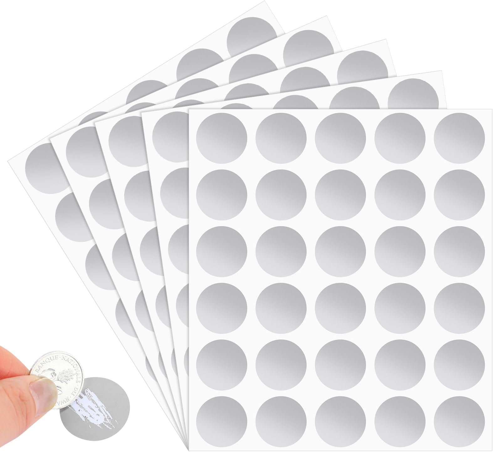 2.5 cm Scratch Off Stickers - Round Circle Silver, Pack of 150 : Amazon ...