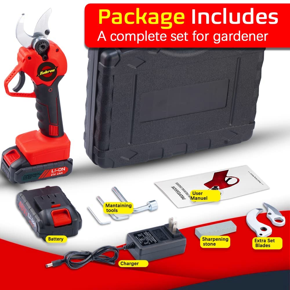 Rokrou Electric Pruning Shears For Gardening Cordless Tree Pruner 1.57 ...
