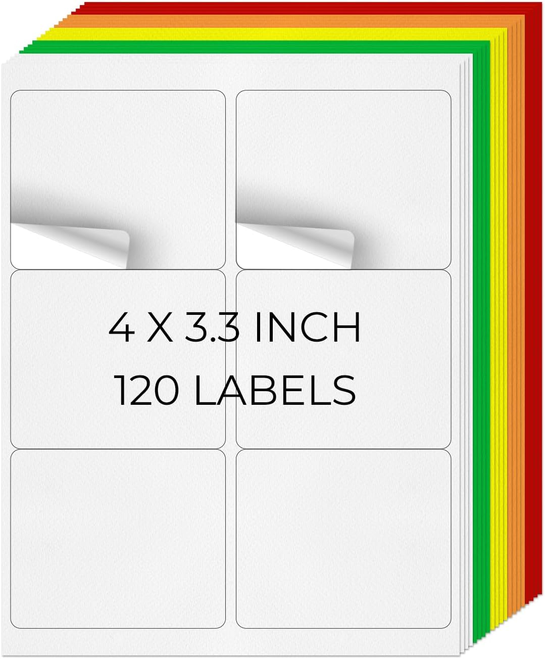 Amazon.com : YIKIADA Assorted Color Printable Address Labels 3-1/3" × 4 ...