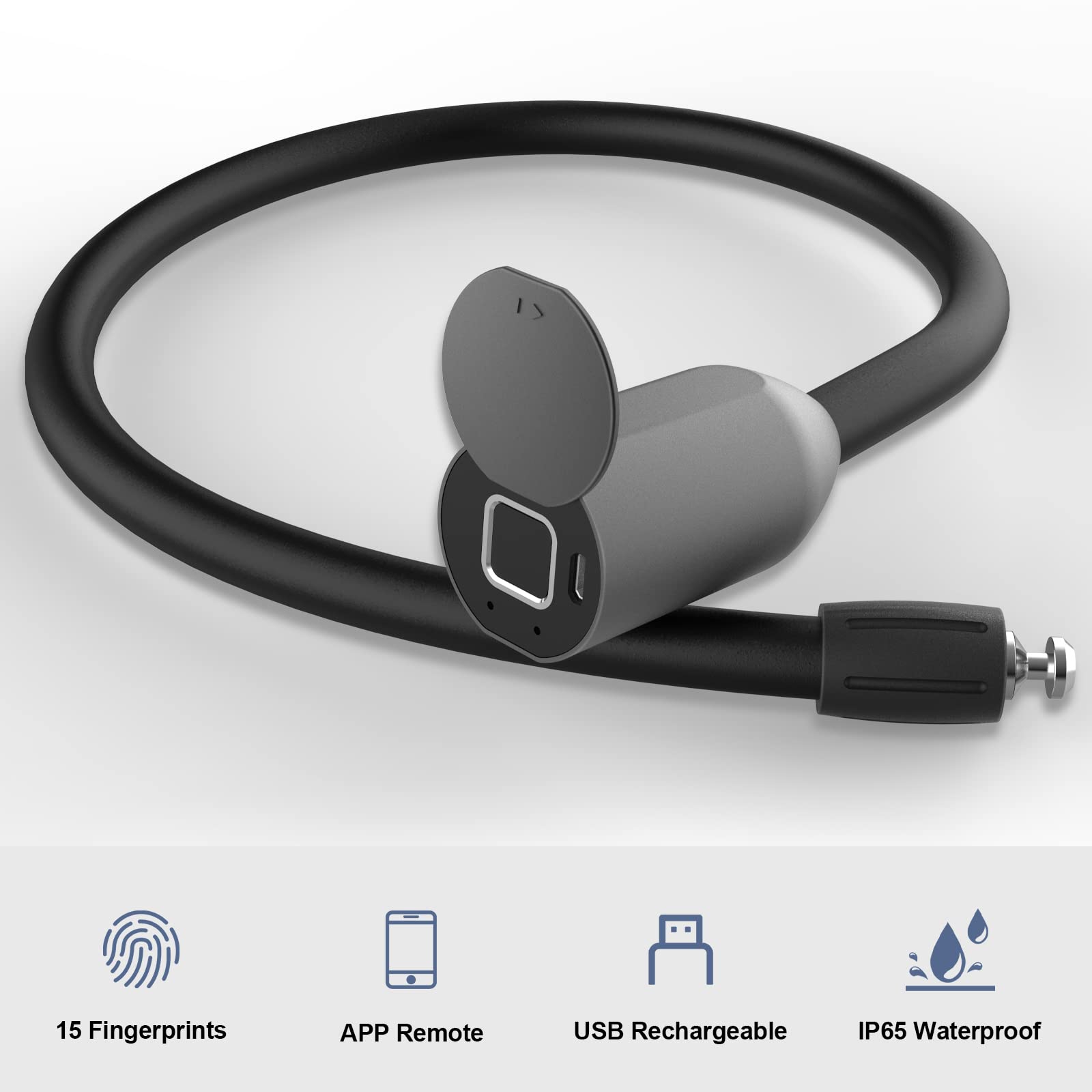 Fingerprint Cable Lock, Dhiedas Smart Bike Cable Lock, Combination Lock with Fingerprint APP ...