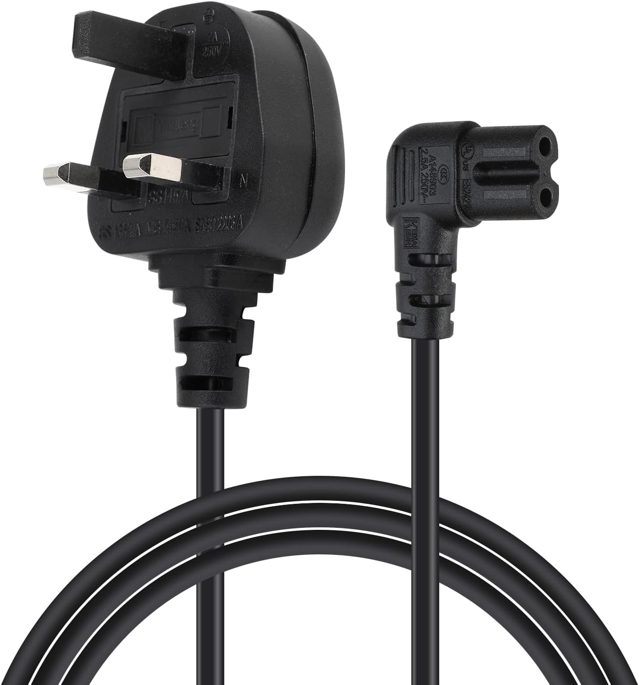 Upgrade Power Cable UK 1.2M Right Angle Figure 8 Power Lead Cable 2PIN ...