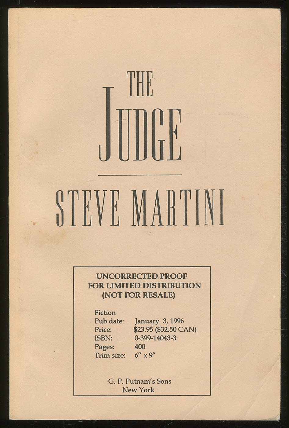 The Judge: Martini, Steve: 9780399140433: Amazon.com: Books