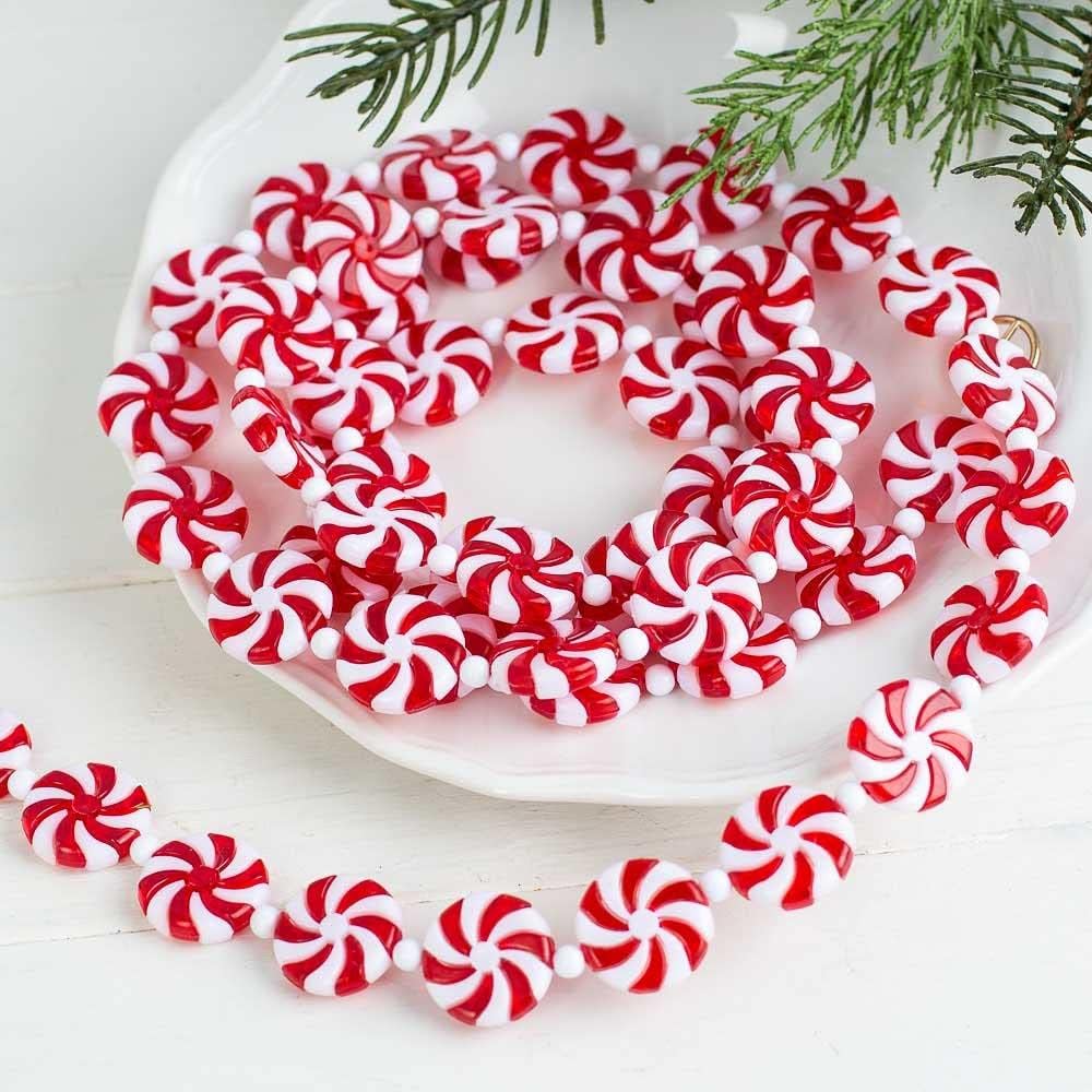 Amazon.com: Artificial Peppermint Candy Garland - Peppermint Candies ...