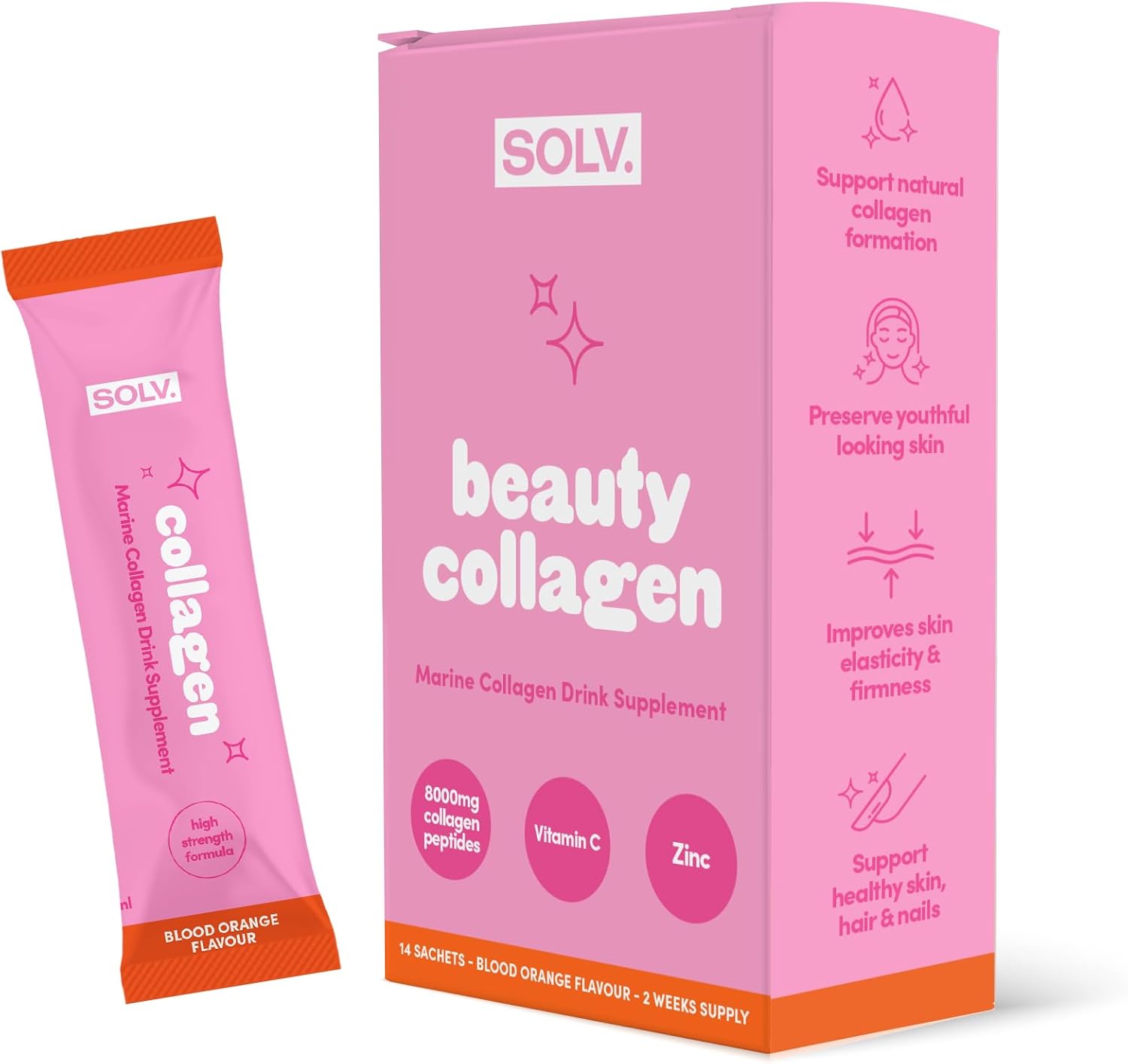 Solv Liquid 8000mg Marine Collagen Peptide Beauty Supplement Gel ...