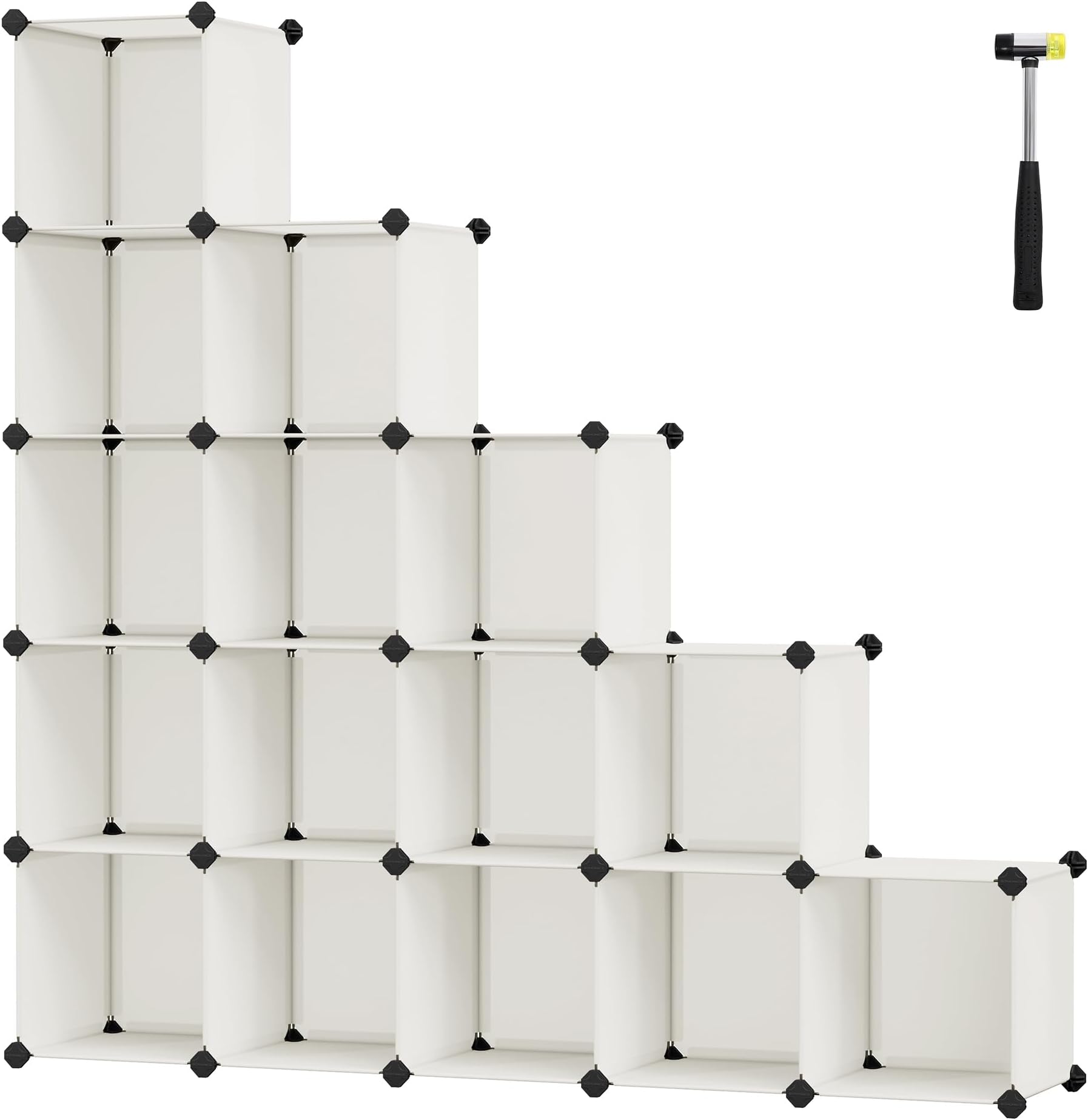 SONGMICS 16-Cube Storage Unit, Shoe Rack, Stackable Cubes, Plastic ...