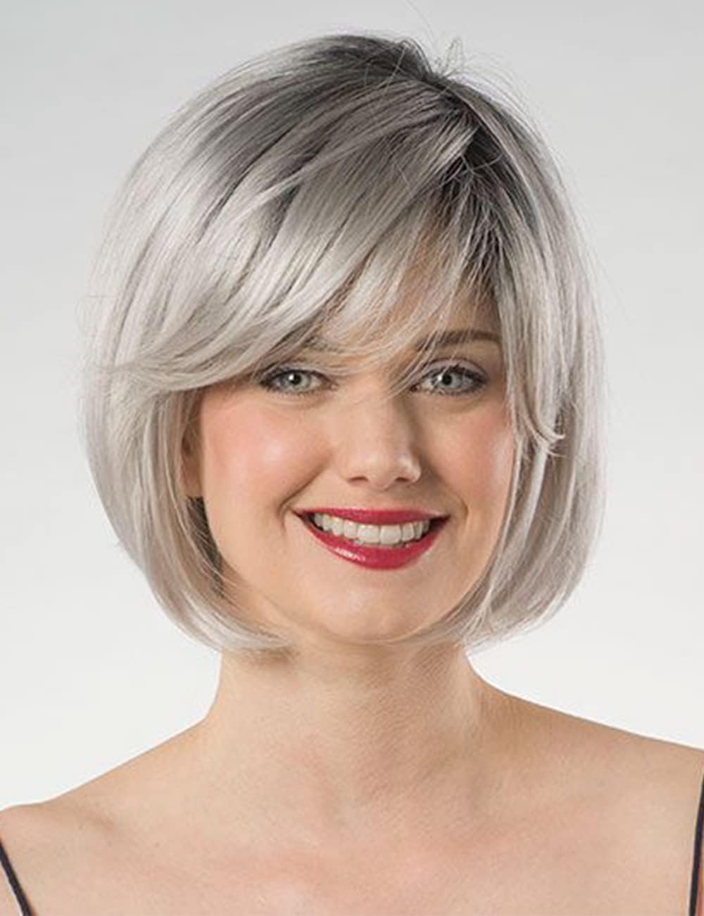 Amazon.com : Jolelyne Short Gray Ombre Bob Wigs with Bangs for White ...