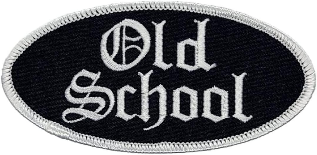 Amazon.com: Old School Biker Embroidered Patch - 4 X 2 Inch Iron on Sew ...