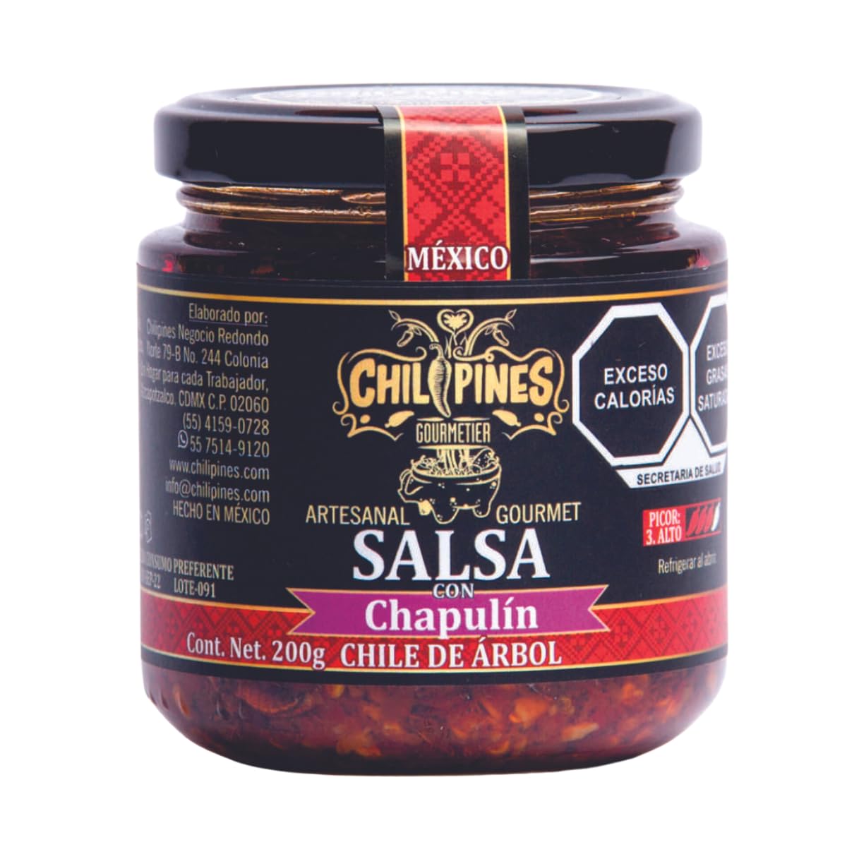 Salsa con Chapulin Arbol 200g Chilipines, macha de chile de árbol ...