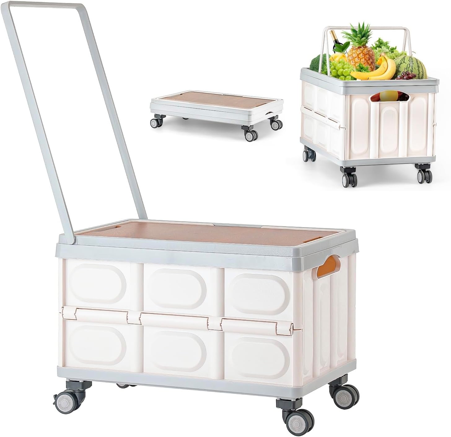 Amazon.com: Collapsible Crate with Wheels, Teacher Rolling Crate with 2 ...