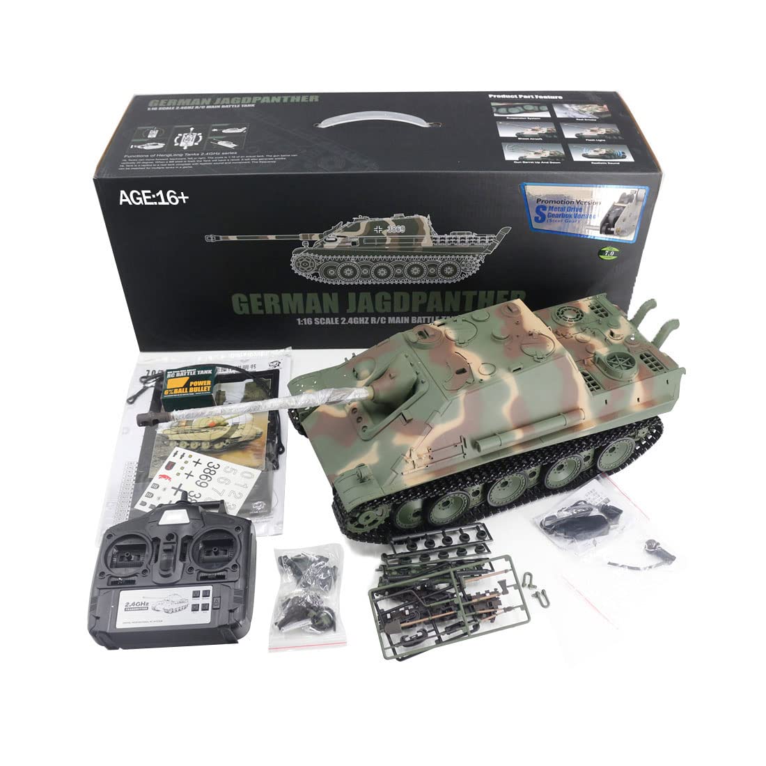Amazon.com: XMBRICDIYY Remote Control Tank, 1:16 2.4G RC German ...