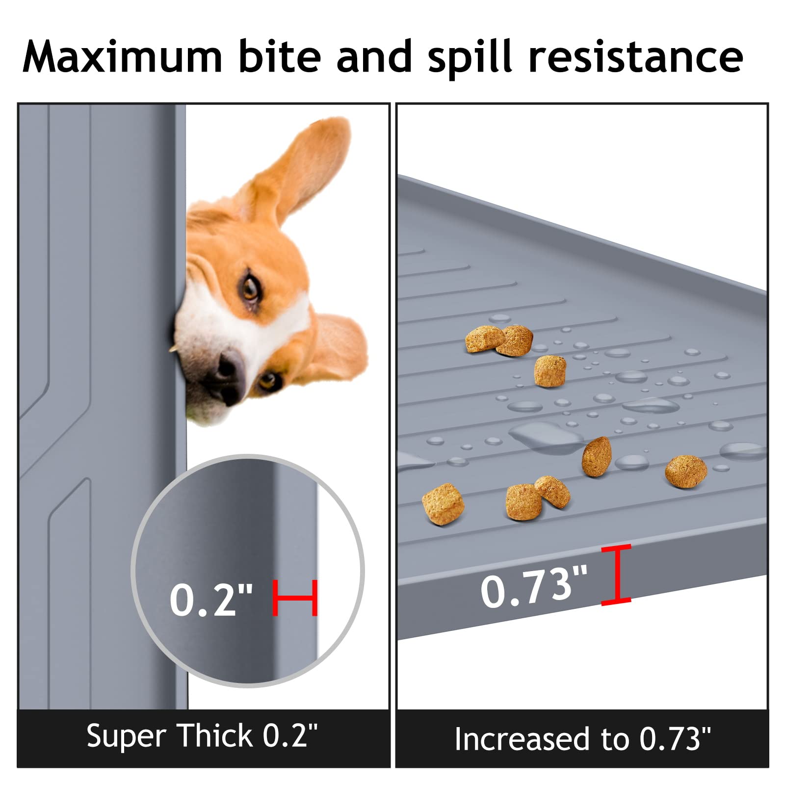 AECHY Dog Mat for Food and Water, Silicone Dog Food Mat with Pocket for ...