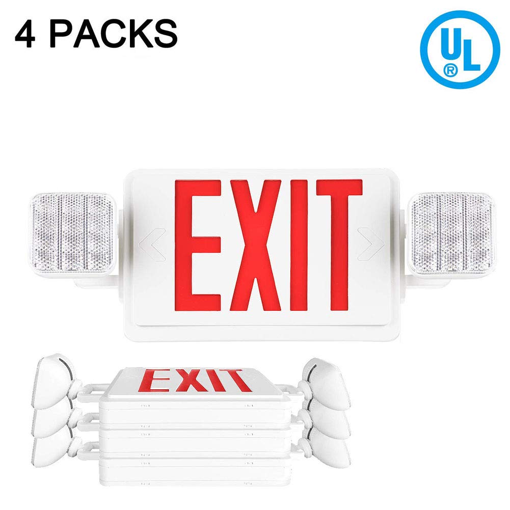 Mkverayy Exit Sign With Emergency Light Red Emergency Exit Lights ...