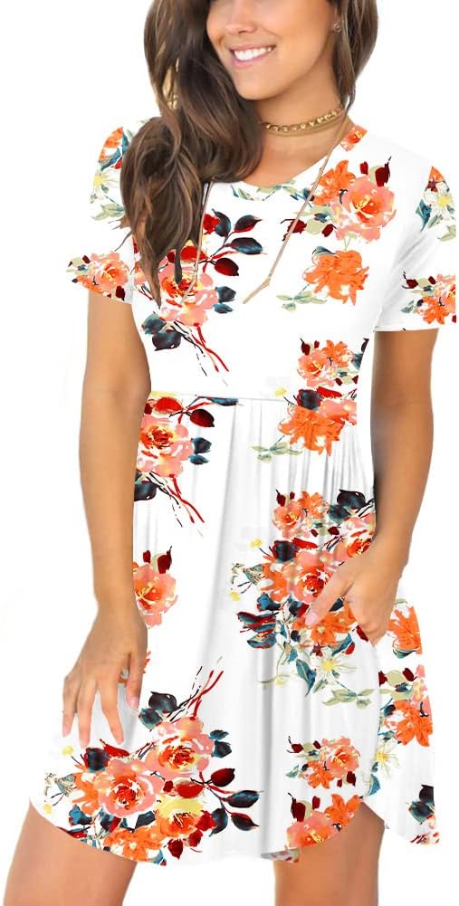 LONGYUAN Women's Casual Dresses 2025 Summer Short Sleeve Dress Hide ...