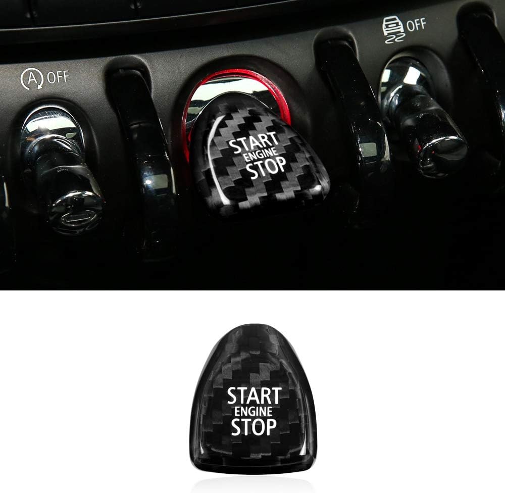 Amazon.com: 1 Piece Black Carbon Fiber Engine Start Stop Button Push ...