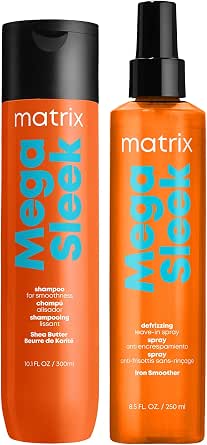 Matrix Mega Sleek Iron Smoother and Smoothing Shampoo, for Coarse Hair ...