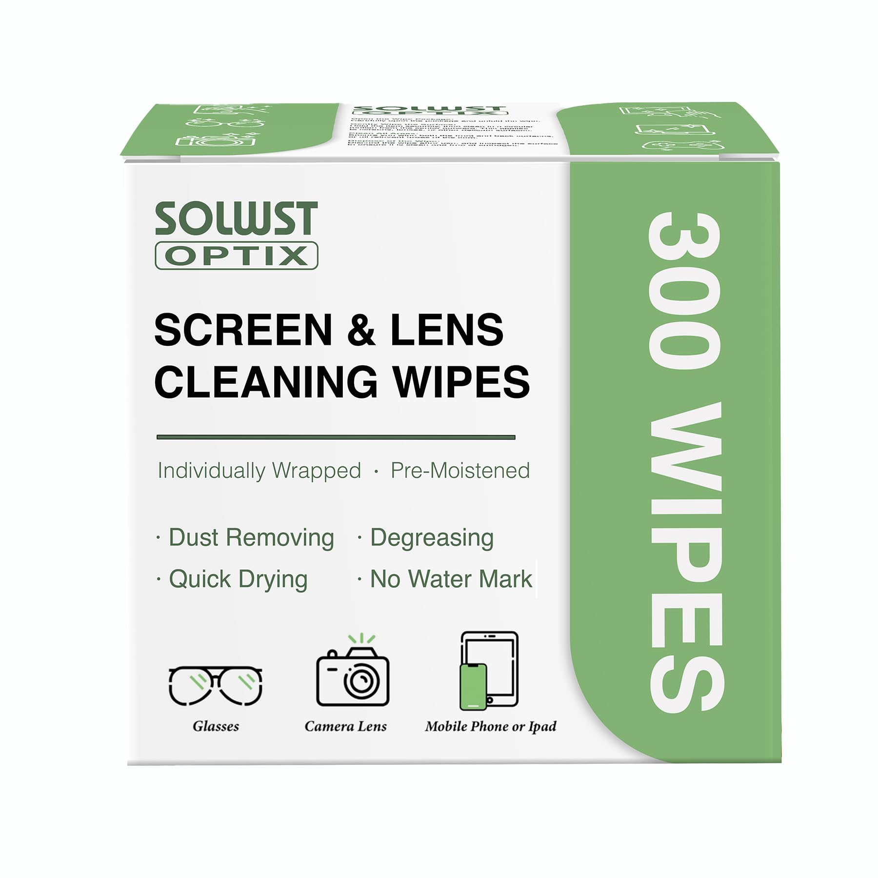Amazon.com: SOLWST Optix Lens Cleaning Wipes - 300 Pre-Moistened ...