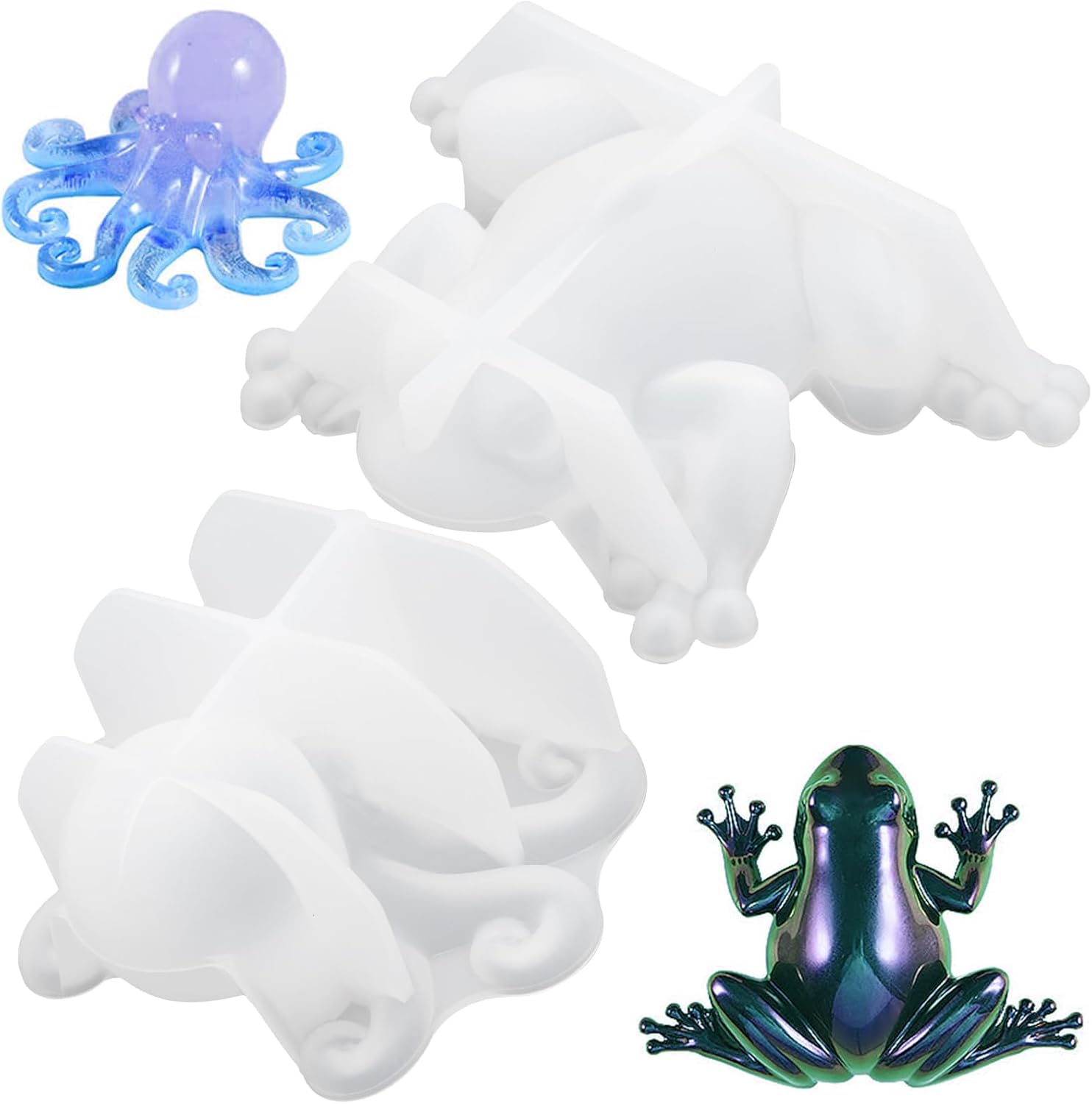 INHEMING 2pcs Octopus Frog Resin Moulds, 3D Animals Epoxy Resin Moulds ...